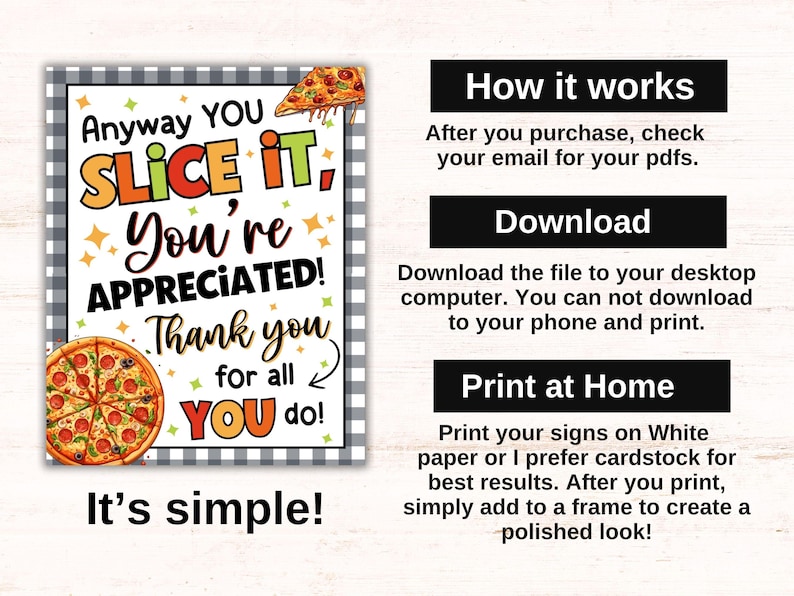 Teacher Appreciation Pizza Sign Printable Pizza Employee Appreciation ...