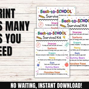 Back-to-school Survival Kit Gift Tag 1st Day of School Gift Tag Back-to ...