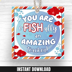 Teacher Appreciation Candy Fish Gift Tags Thank You Teacher Gift Tag ...