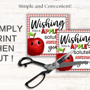 Apple Back to School Teacher Appreciation Tag Printable Student Back to ...