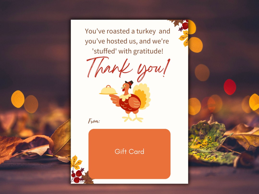 Printable Host/hostess Thanksgiving Gift Card Holder, Thanksgiving ...