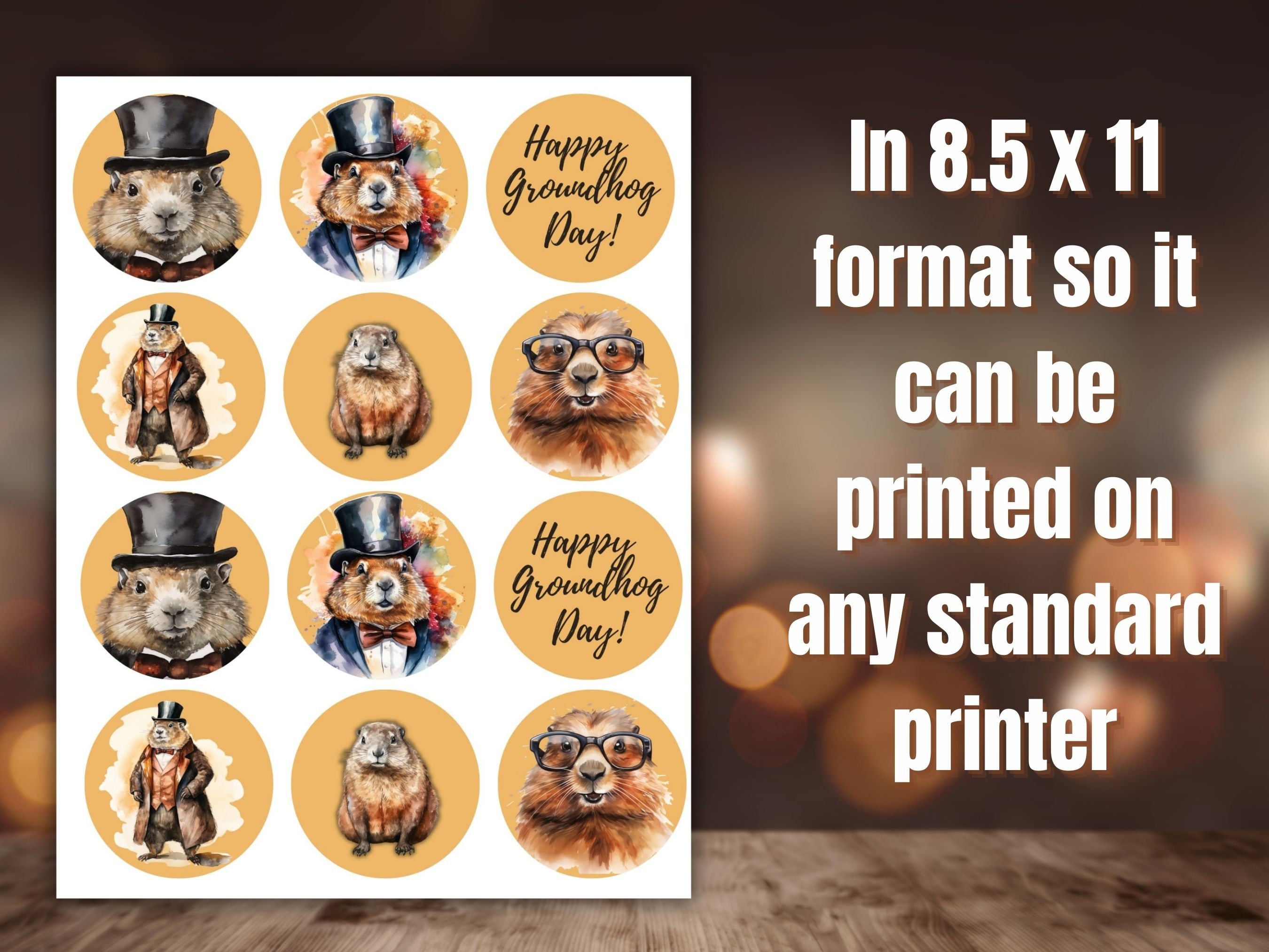 Printable Groundhog Day Cupcake Toppers, Cupcake Tops for Groundhog Day ...