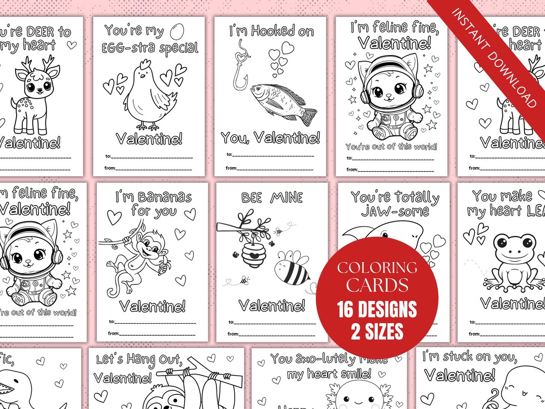 Valentine Class Exchange Coloring Valentinekids-color-valentine's ...