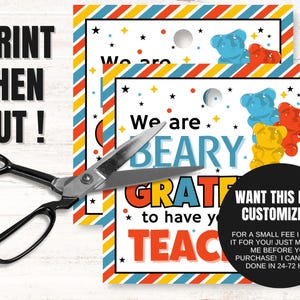 Teacher Appreciation Gummy Bear Tag Teacher Candy Gift Tags Teacher ...