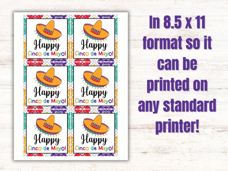 Happy Cinco De Mayo Gift Tags Printable Fiesta Tags Mexican Celebration ...