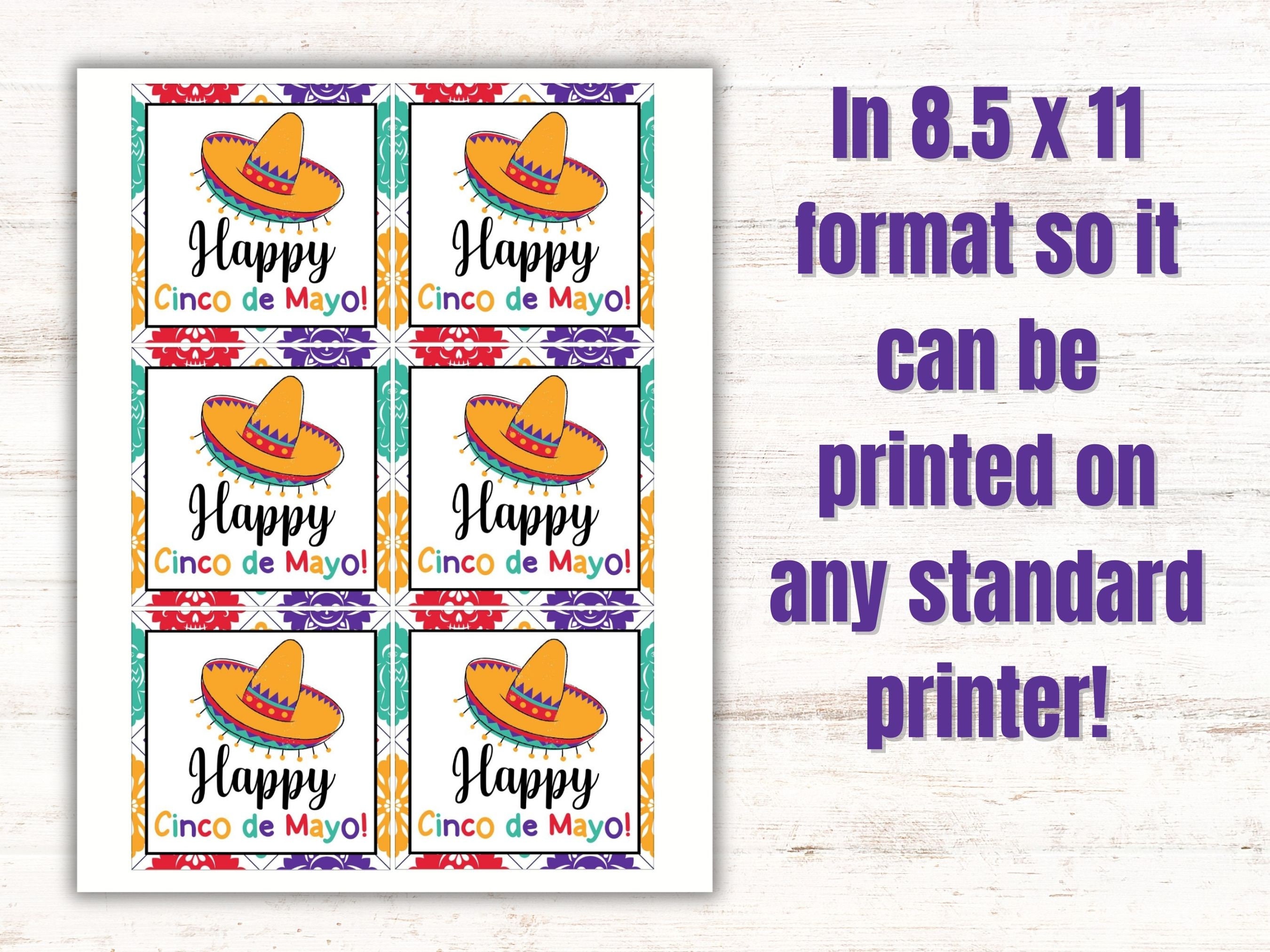 Happy Cinco De Mayo Gift Tags Printable Fiesta Tags Mexican Celebration ...