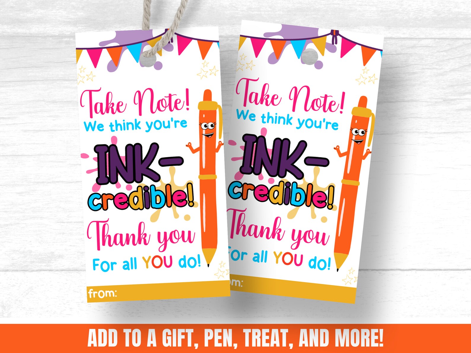 Pen Thank You Gift Tag Teacher Staff Appreciation Week Gift Tag ...