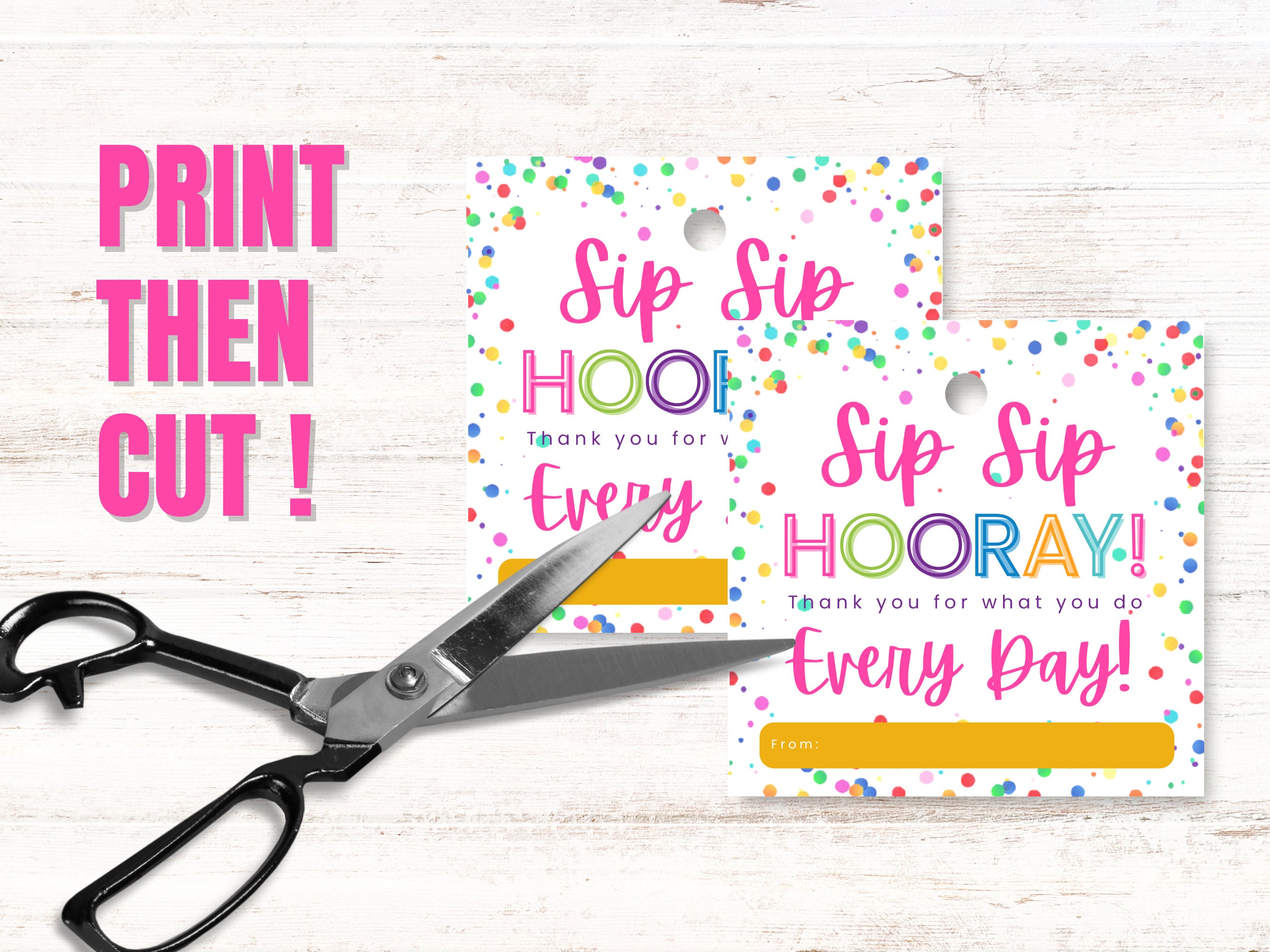 Sip Sip Hooray Teacher Appreciation Tag, Teacher Appreciation Week Tag ...