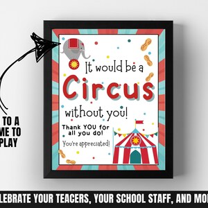 Circus Teacher Appreciation Sign Printable Circus Theme Display Sign ...