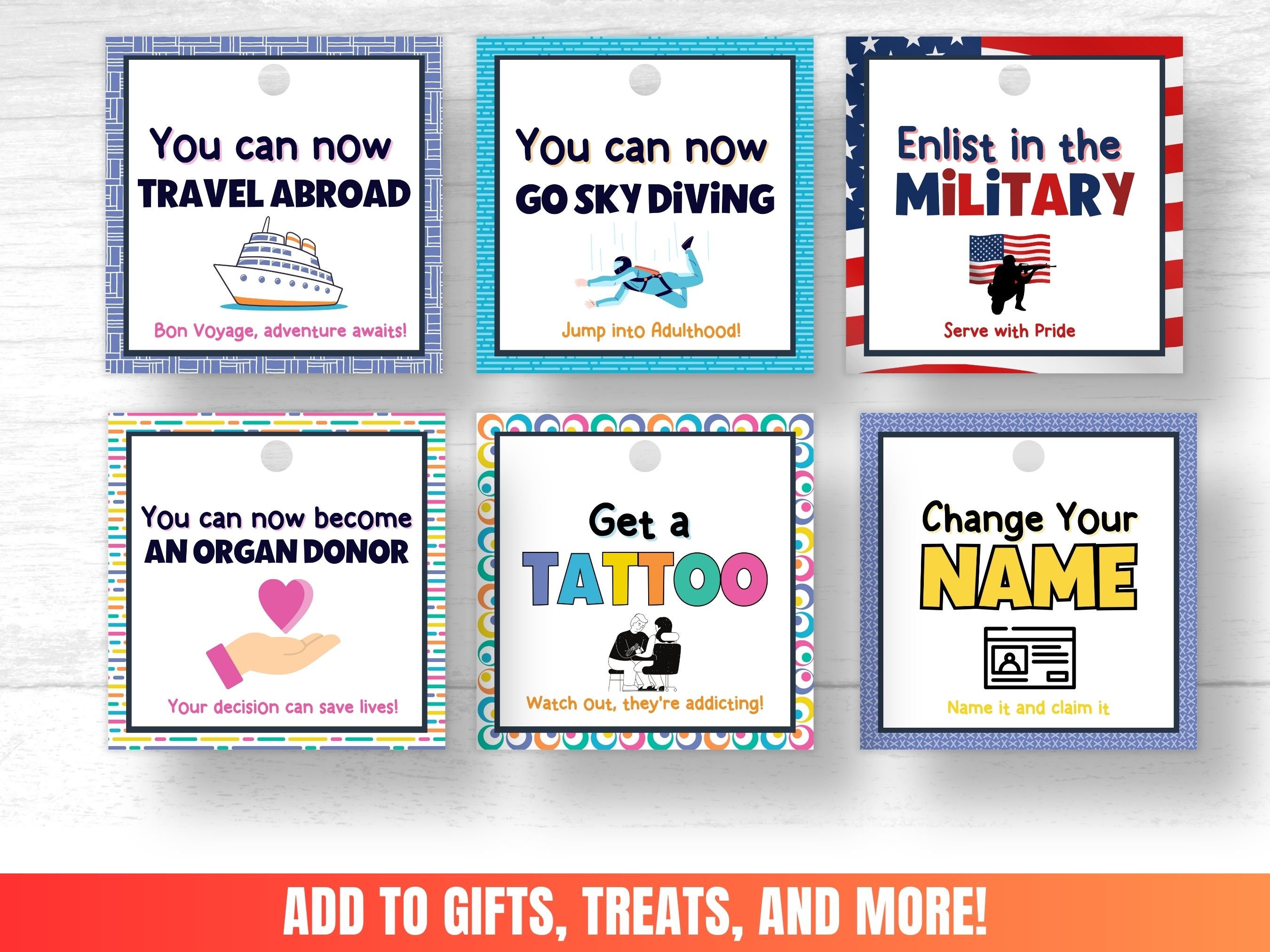 18th Birthday Gift Tag Set 18 Things You Can Do When You Are 18 Gift ...