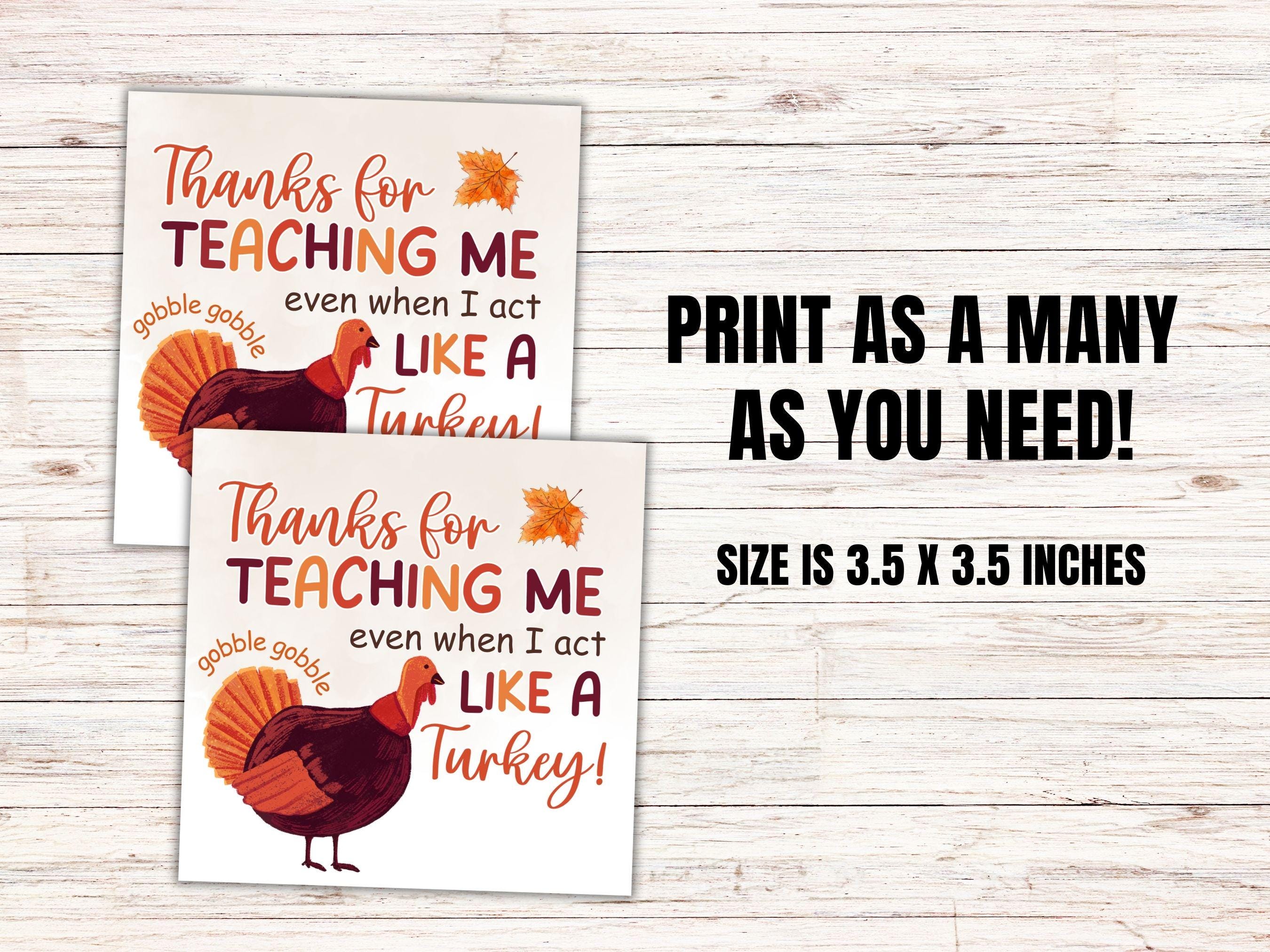 Thanksgiving Teacher Gift Tags Thankful for You Teacher Tag Turkey ...