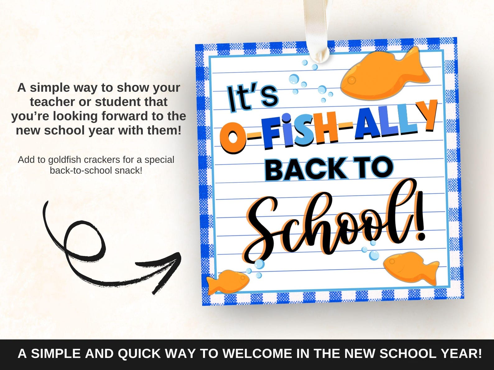 Back to School Goldfish Snack Tag Printable First Day of School Gift ...