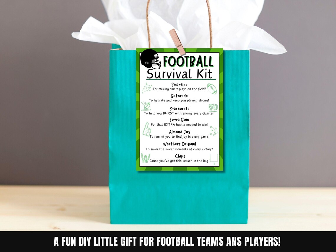 Football Survival Kit Gift Tags Printable Football Team Tags Football ...