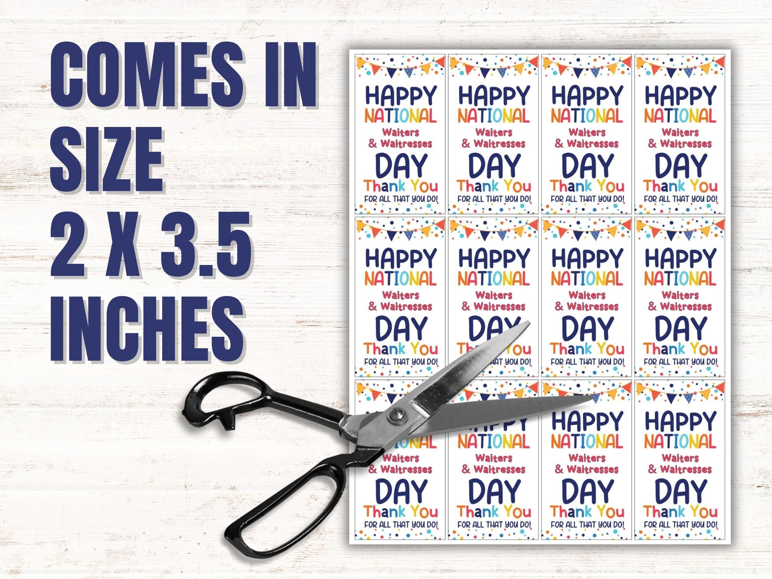 National Waiters and Waitresses Day Gift Tag Printable Thank You Tag ...