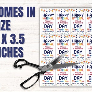 National Waiters and Waitresses Day Gift Tag Printable Thank You Tag ...