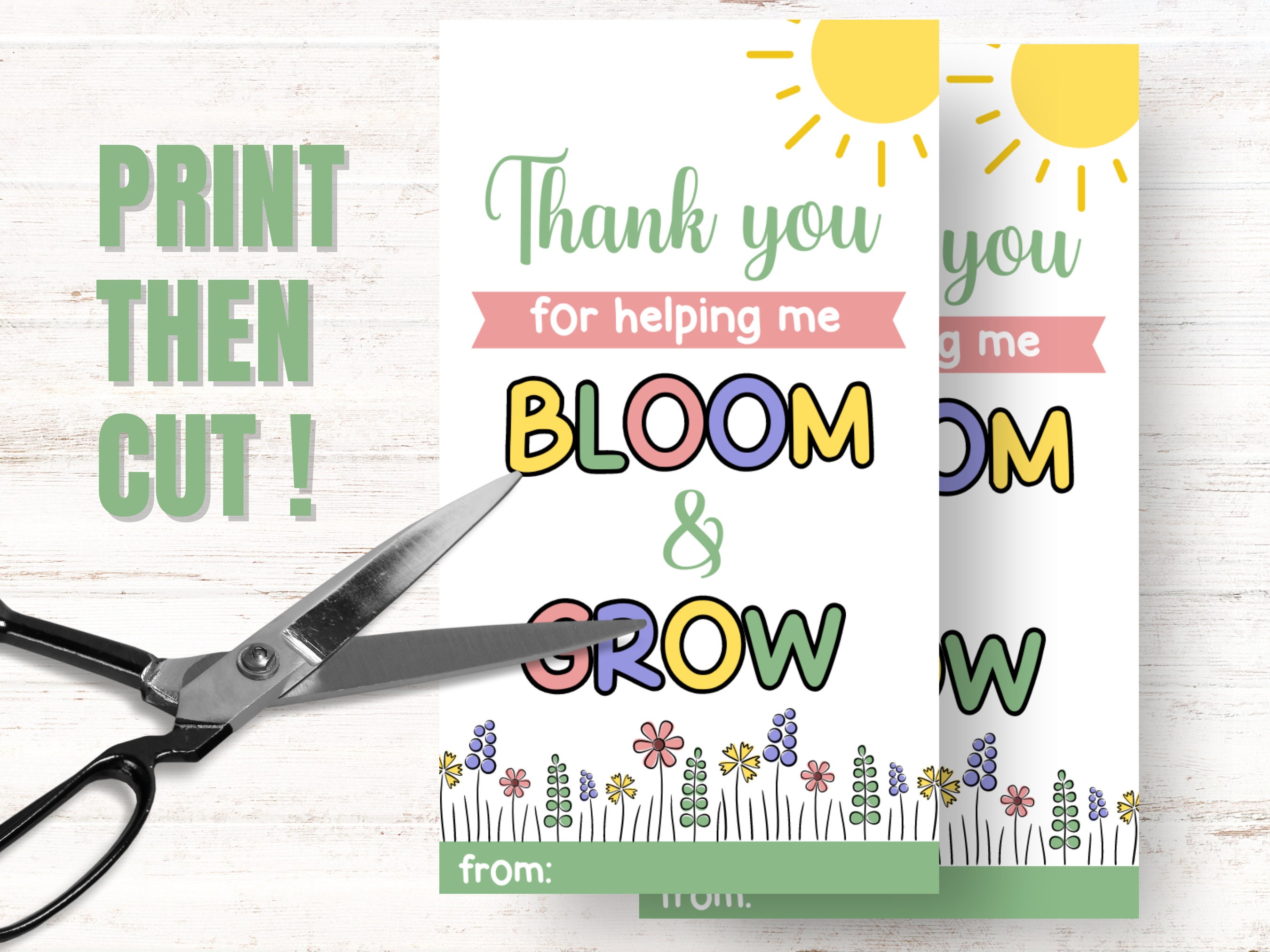 Teacher Appreciation Tag Printable Flowers Tag Plant Gift Tag Teacher ...