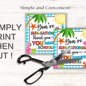 Beach Towel Appreciation Tag Printable Teacher Appreciation Gift Tags ...