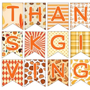 Printable Thanksgiving Banner, Thanksgiving Bunting for Thanksgiving ...