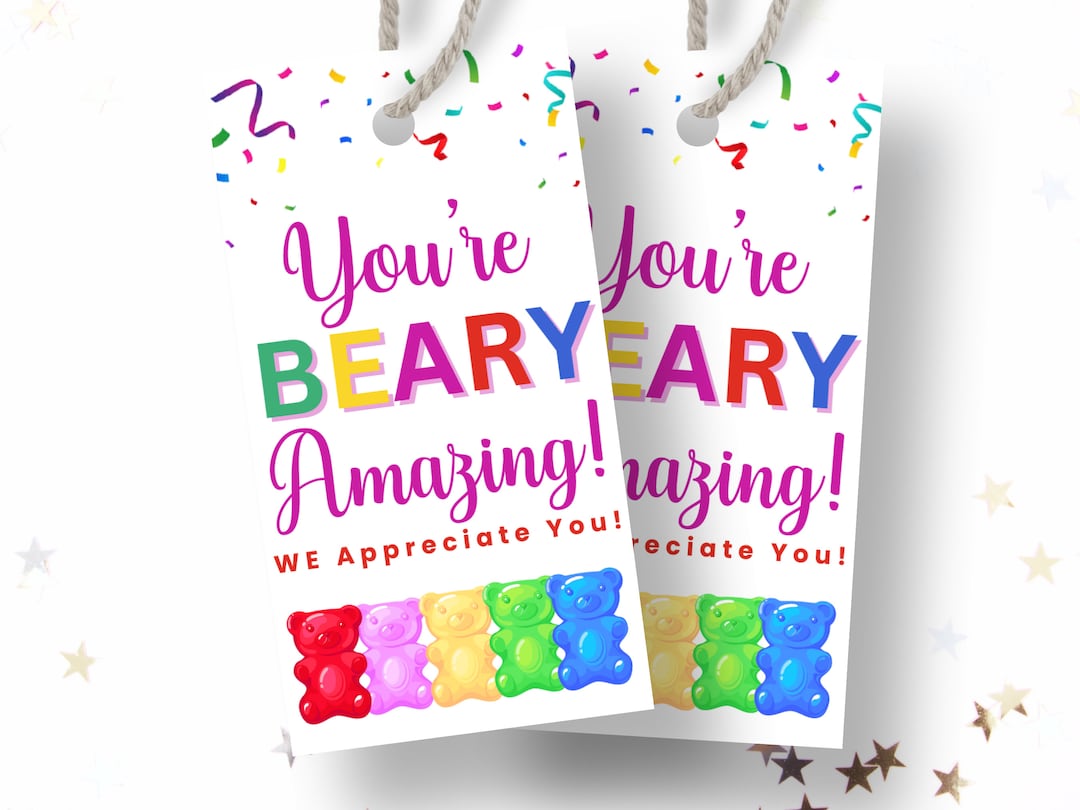 Gummy Bear Appreciation Candy Gift Tag Gift Tag for Employee ...