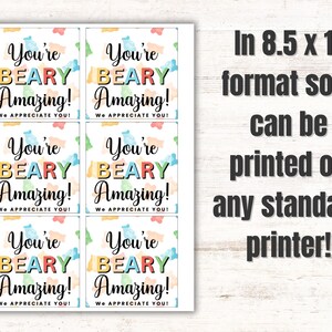 Gummy Bear Appreciation Candy Gift Tag Gift Tag for Employee ...