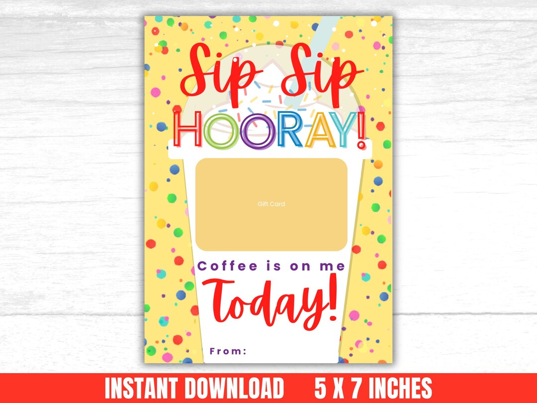 Sip Sip Hooray Gift Card Holder Appreciation Coffee Gift Card Holder ...