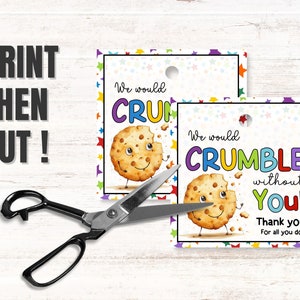 Cookie Gift Tag Teacher Appreciation Cookie Crumble Employee ...