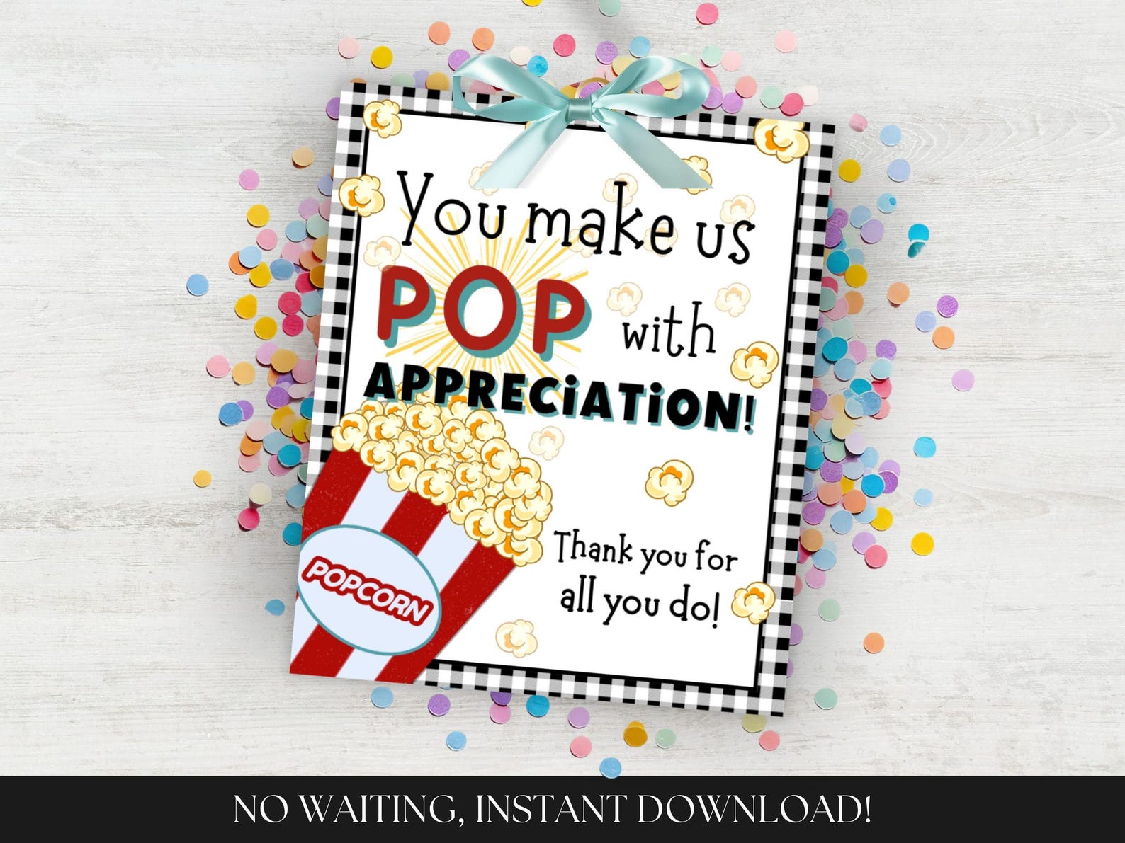 Popcorn Appreciation Gift Tag Printable Popcorn Teacher Employee ...