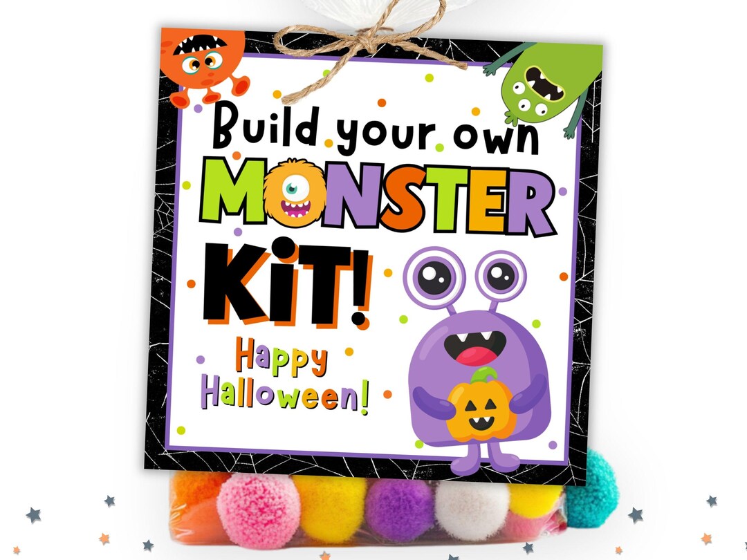 Make Your Own Monster Kit Tag Halloween Non Candy Classroom Gift Build Monster Printable Gift ...