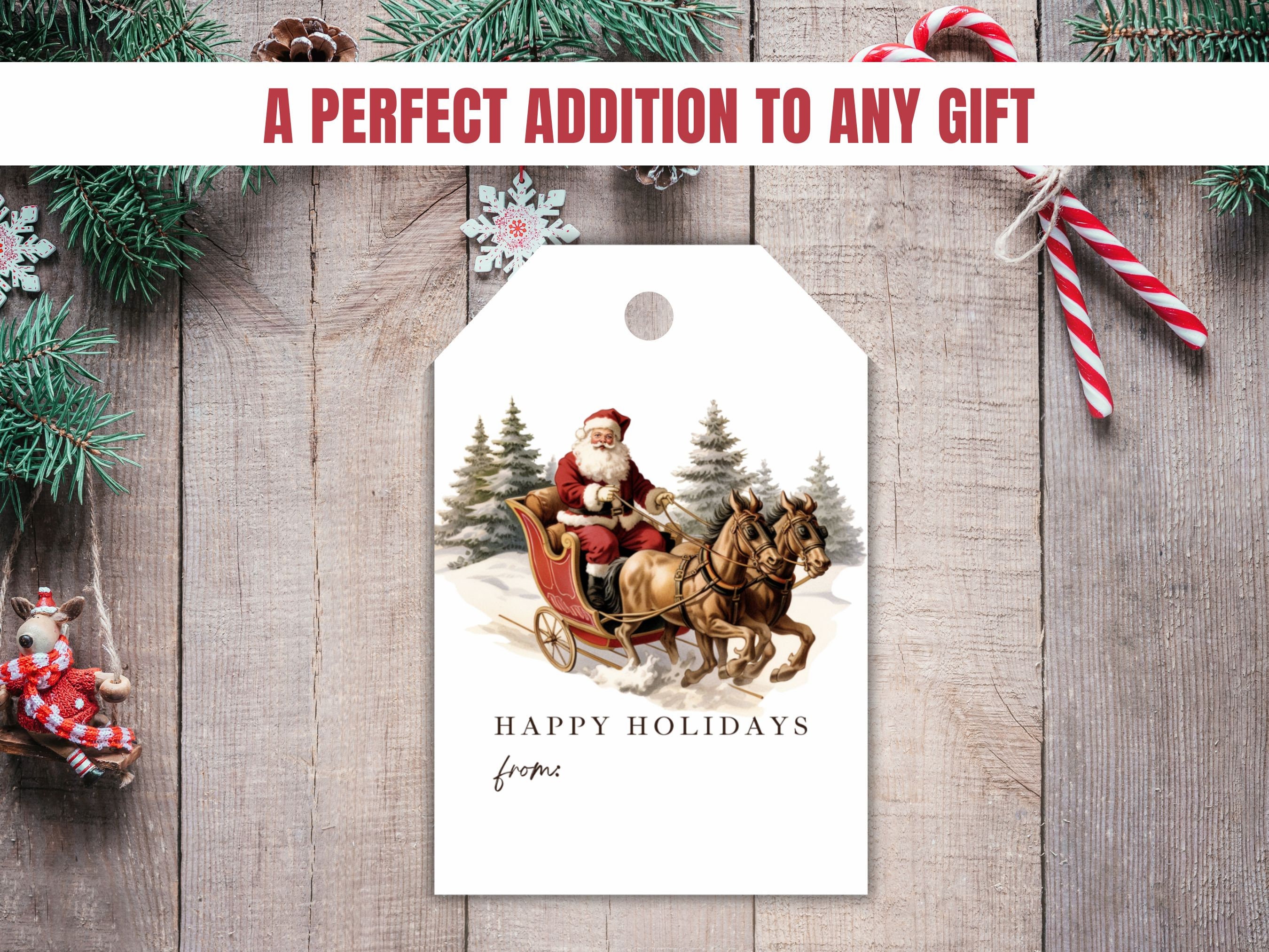 Santa Christmas Gift Tags Printable Santa Christmas Vintage - Etsy