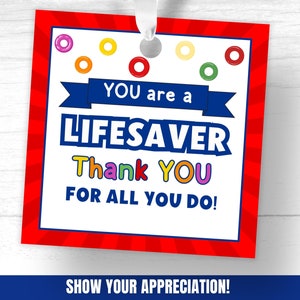 Lifesaver Teacher Appreciation Tag Printable Candy Employee ...