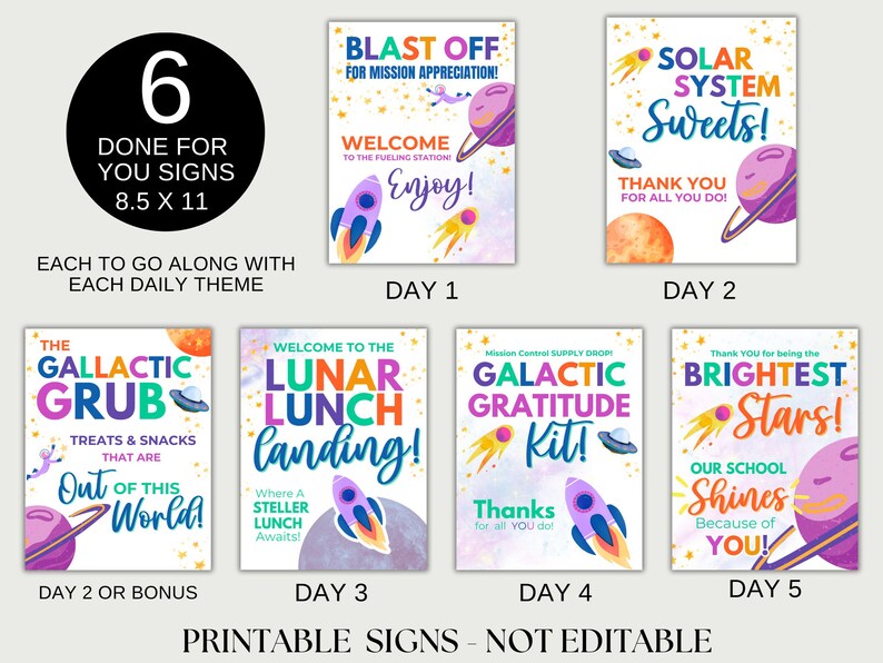 Teacher Appreciation Week Bundle Theme Ideas Editable Teacher Itinerary ...