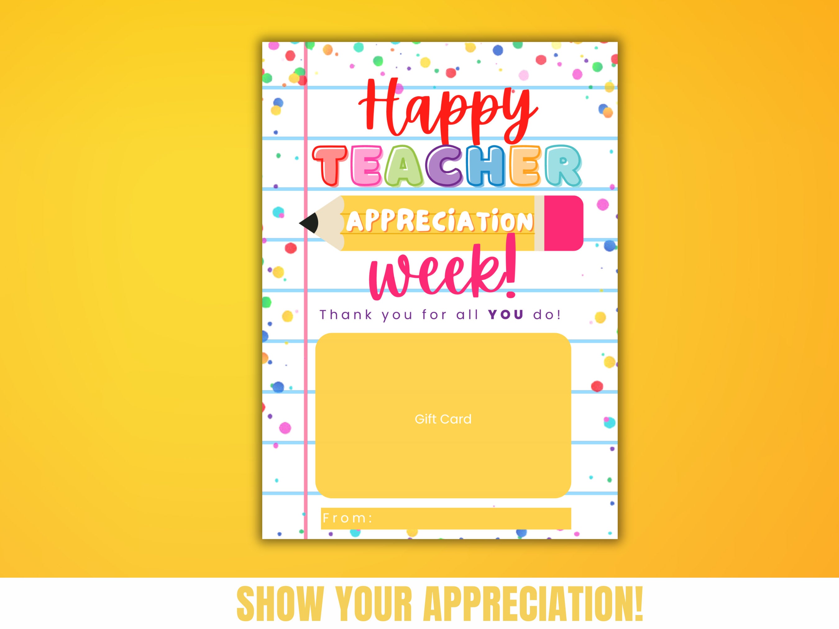 Primary Teacher Appreciation Gift Card Holder, Printable Gift for ...