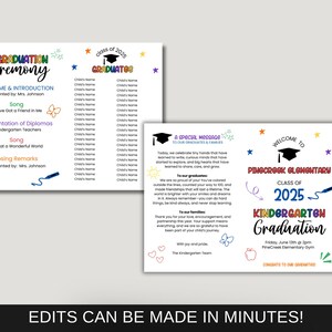 Editable Kindergarten Graduation Ceremony Program– Prek & Preschool ...