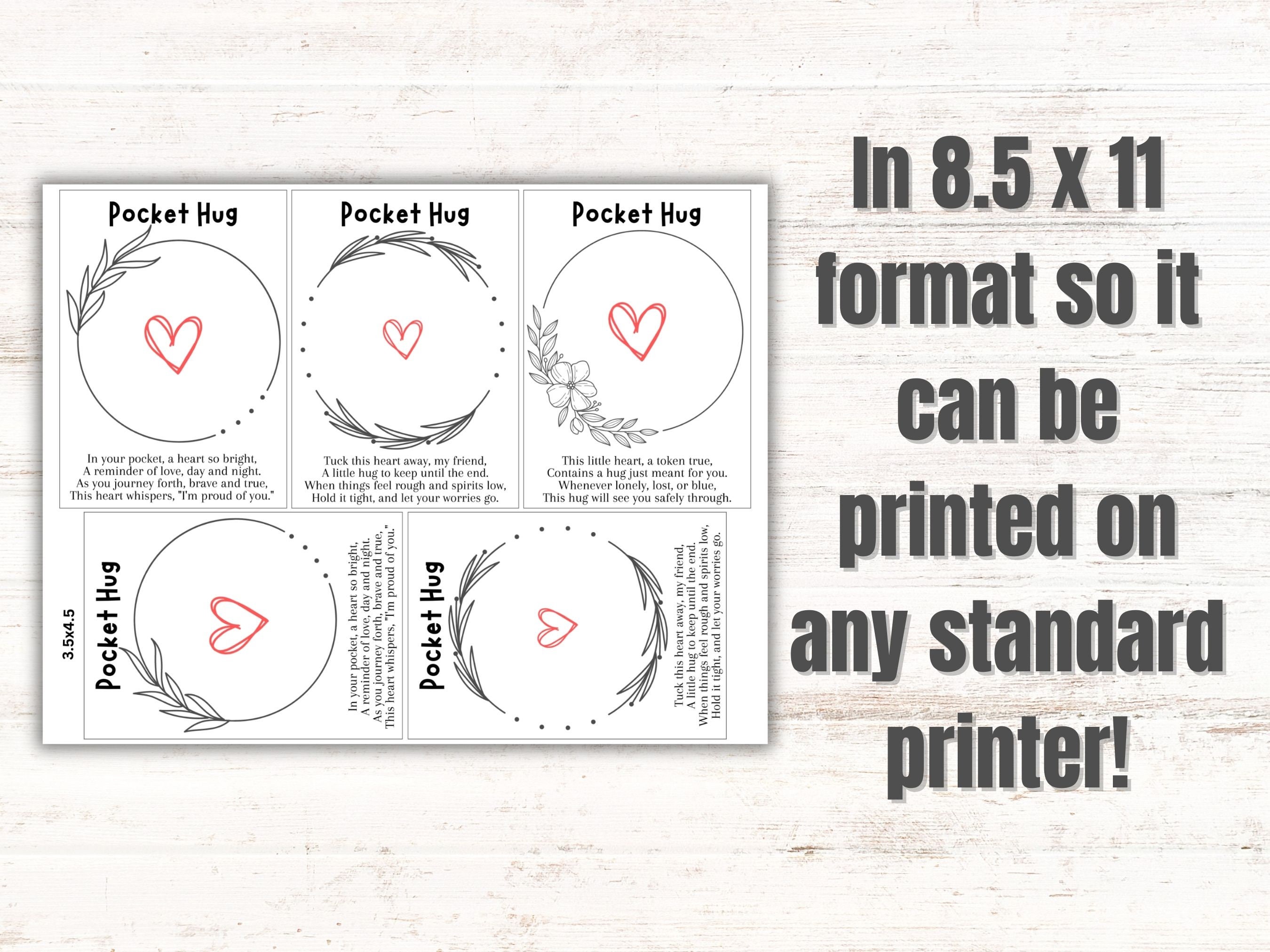 Printable Card for Pocket Hug Pocket Hug Heart Card Template Card ...