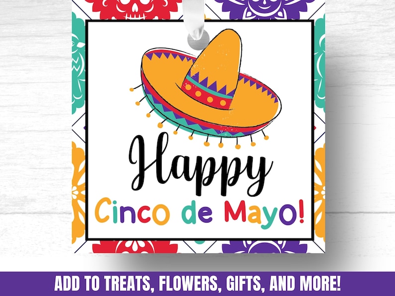 Happy Cinco De Mayo Gift Tags Printable Fiesta Tags Mexican Celebration ...