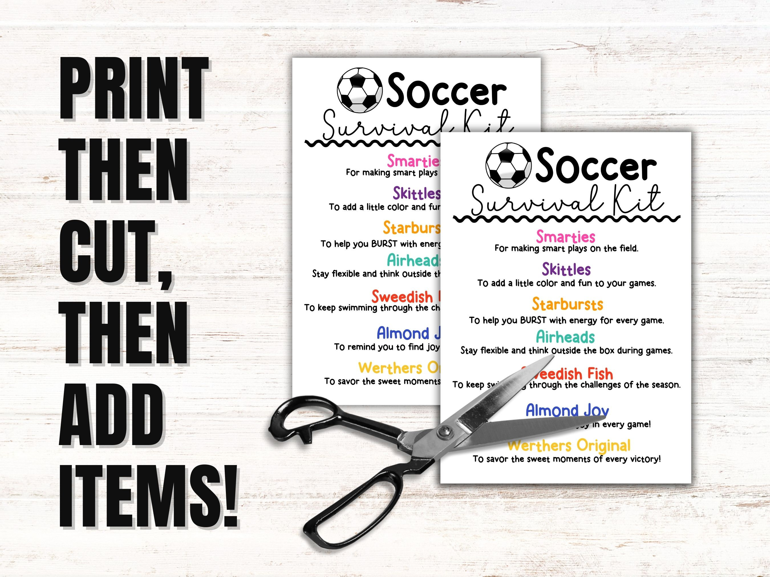 Soccer Survival Kit Gift Tags Printable Soccer Team Survival Kit Soccer ...