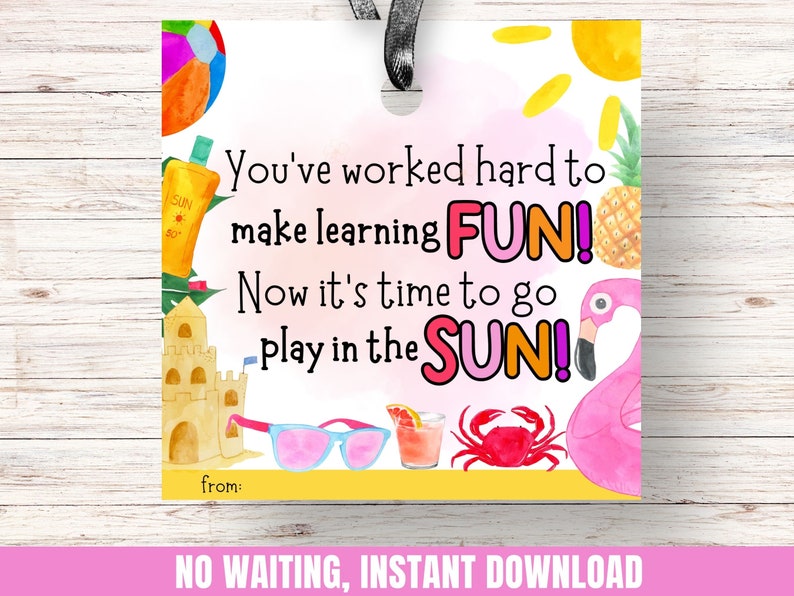 Teacher Appreciation End of Year Teacher Gift Tag Beach Towel Gift Tag ...