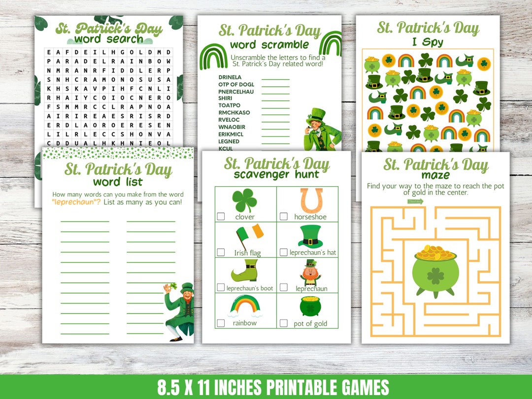 St. Patrick's Day Games Printable Bundle, Activities for St. Patty's ...