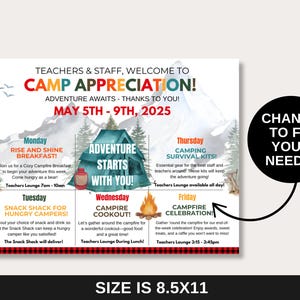 Camp Theme Teacher Appreciation Week Theme Ideas Editable Teacher ...