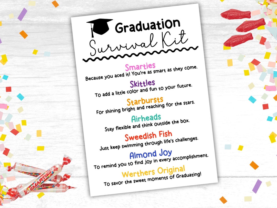 Graduation Survival Kit Gift Tags Printable Graduation Day Survival Kit ...