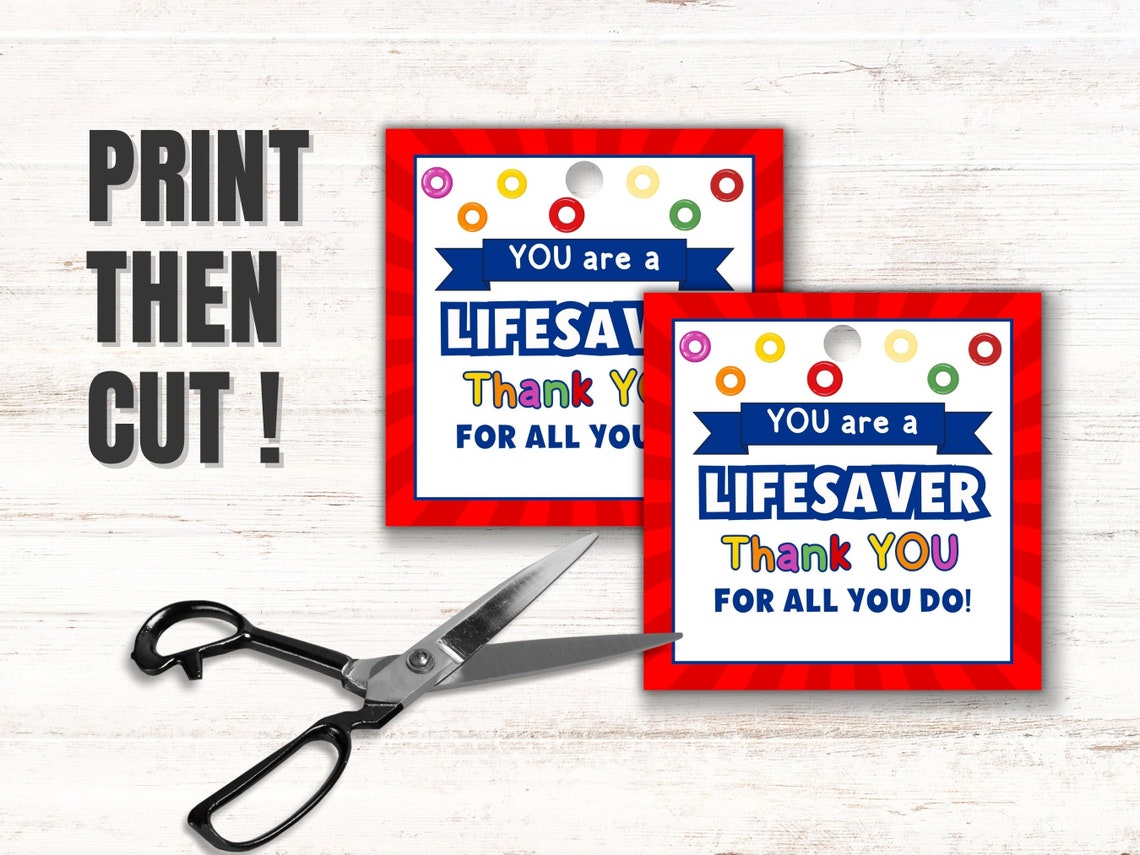 Lifesaver Teacher Appreciation Tag Printable Candy Employee ...