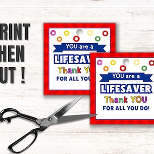 Lifesaver Teacher Appreciation Tag Printable Candy Employee ...