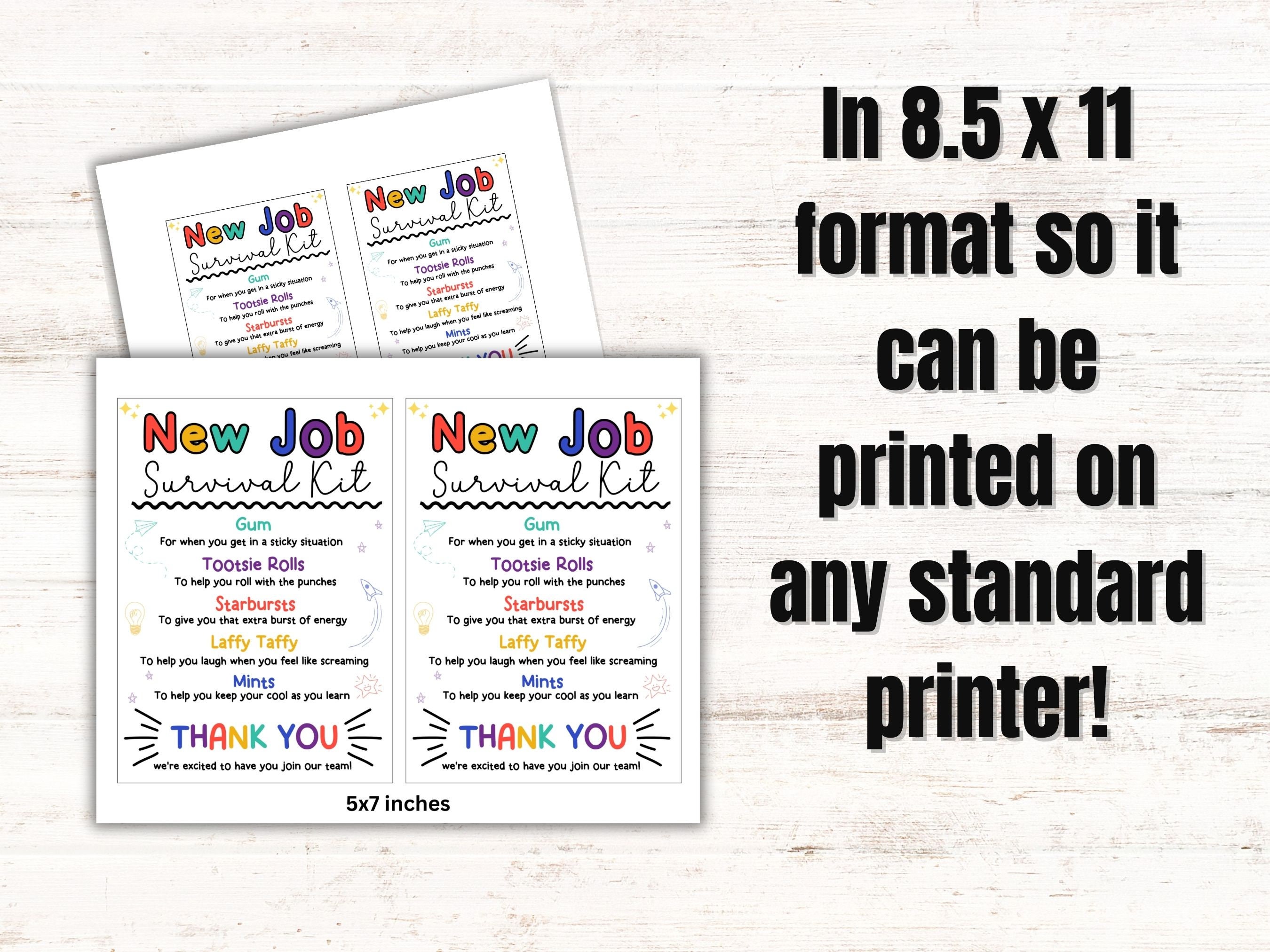 New Employee Survival Kit Printable Employee Welcome Gift New Job ...