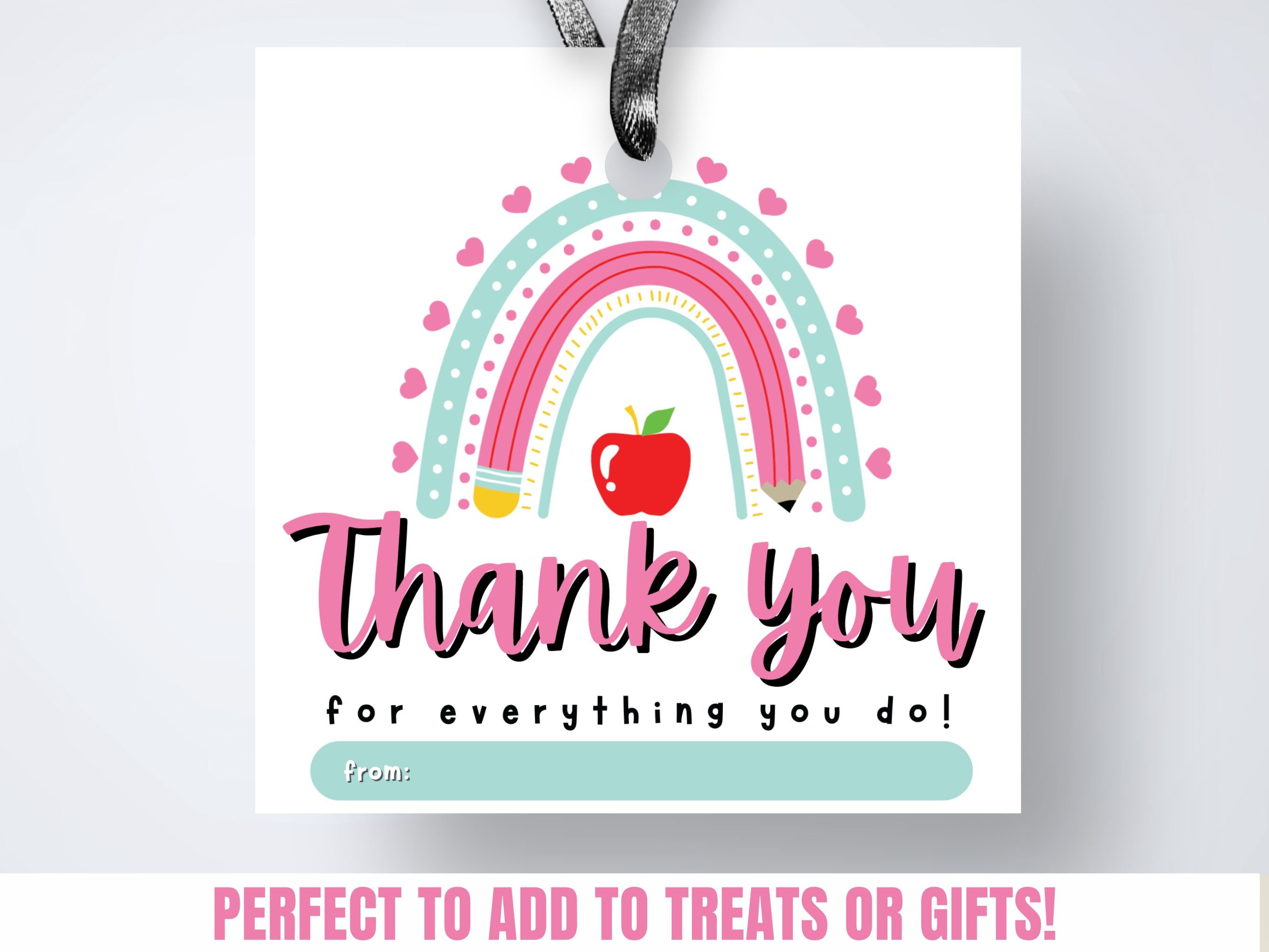 Thank You Teacher Appreciation Gift Tags Printable Teacher Thank You ...