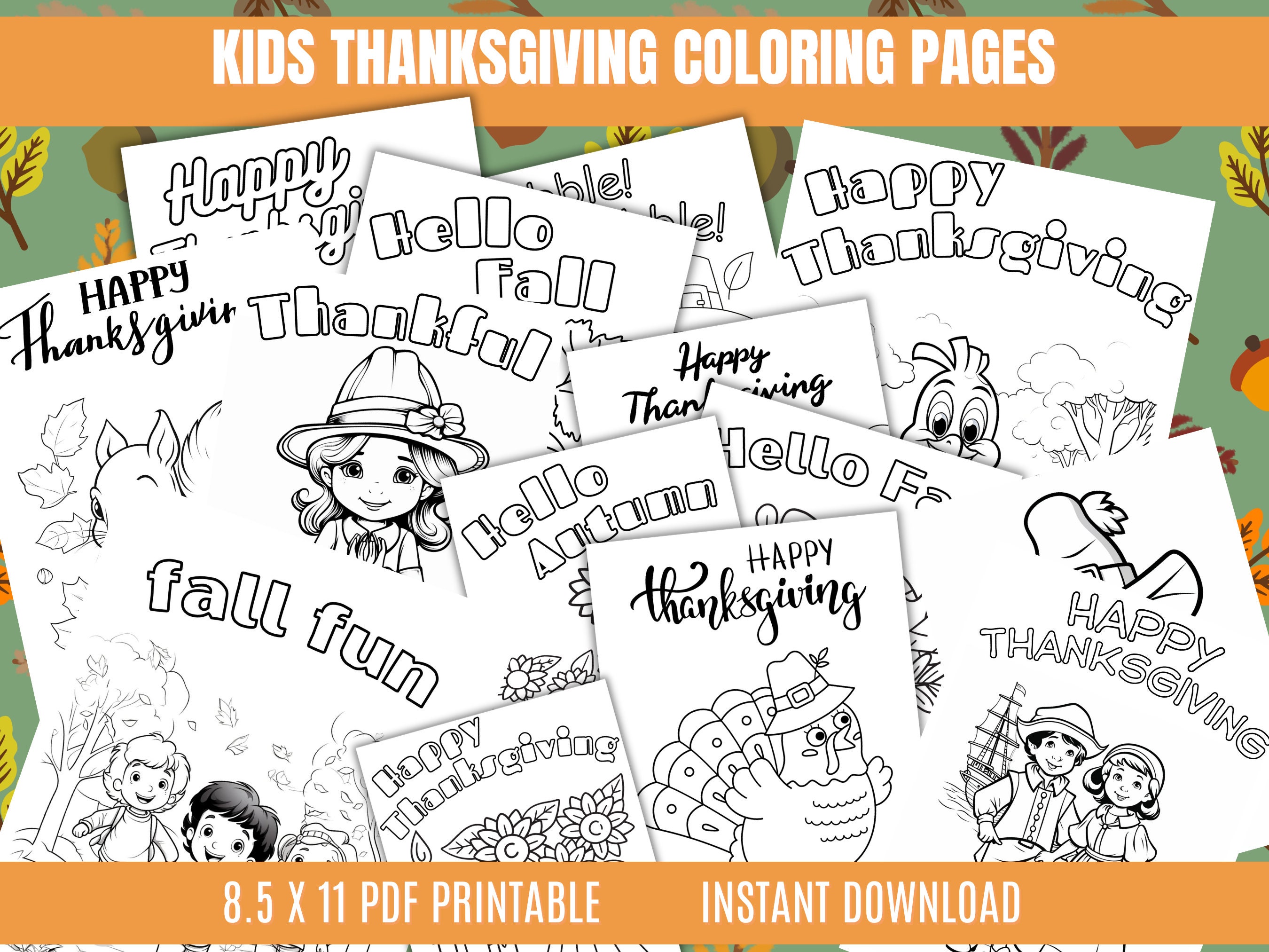 Thanksgiving Coloring Pages for Kids, Thanksgiving Activity, Fall ...