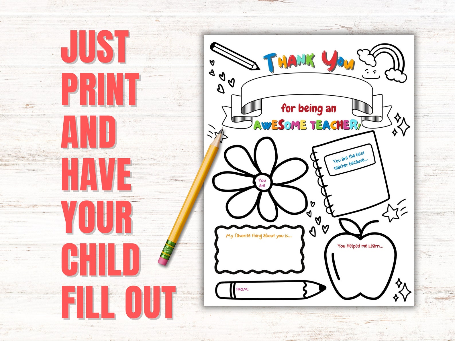 Teacher Appreciation Week Printable Teacher Appreciation Gift Thank You ...