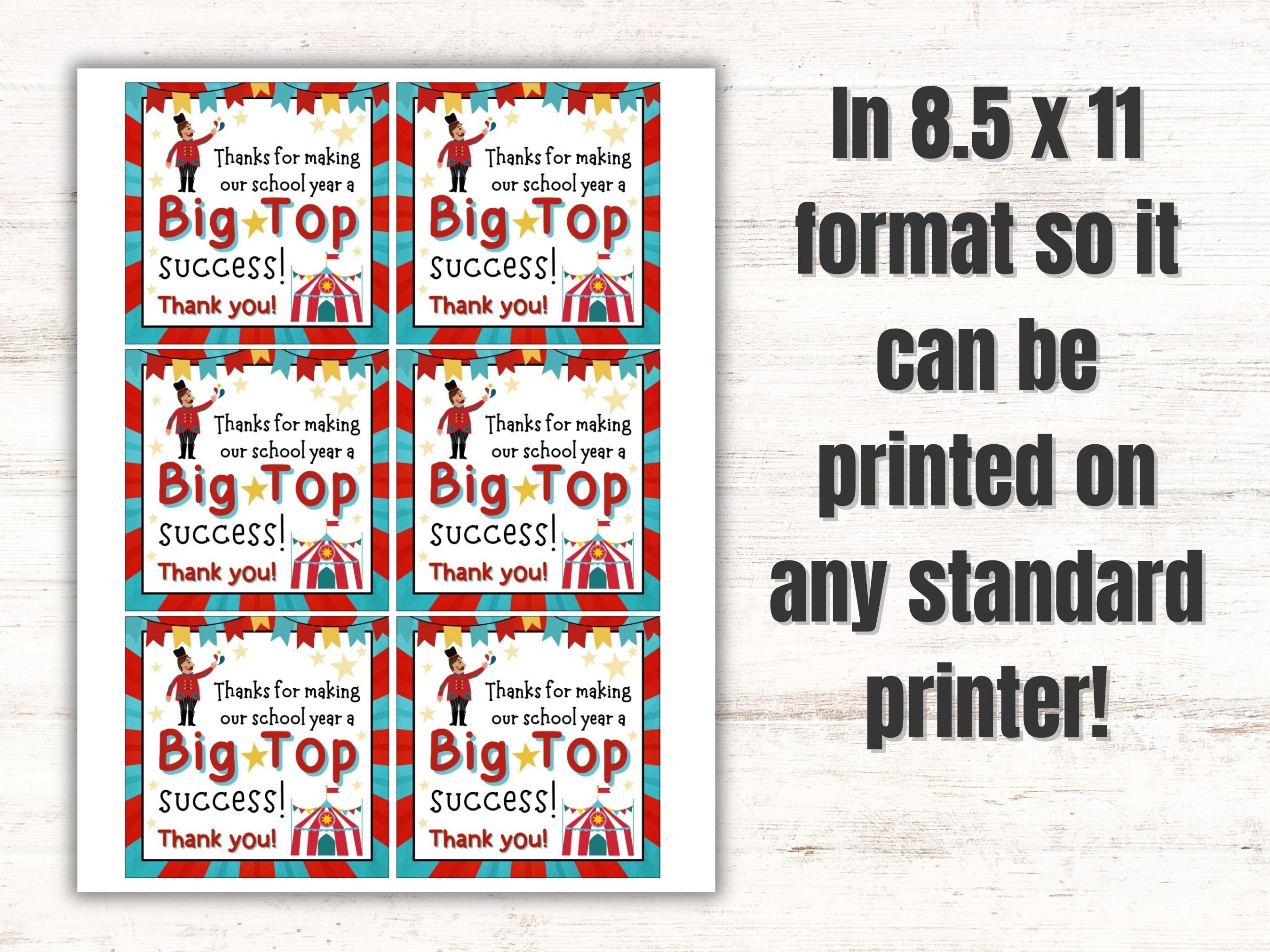 End of School Year Circus Appreciation Gift Tags Teacher Appreciation ...