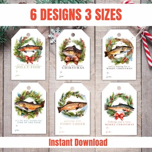 Christmas Gift Tags for Fisherman, Fish Christmas Gift Tags, Fishmas ...