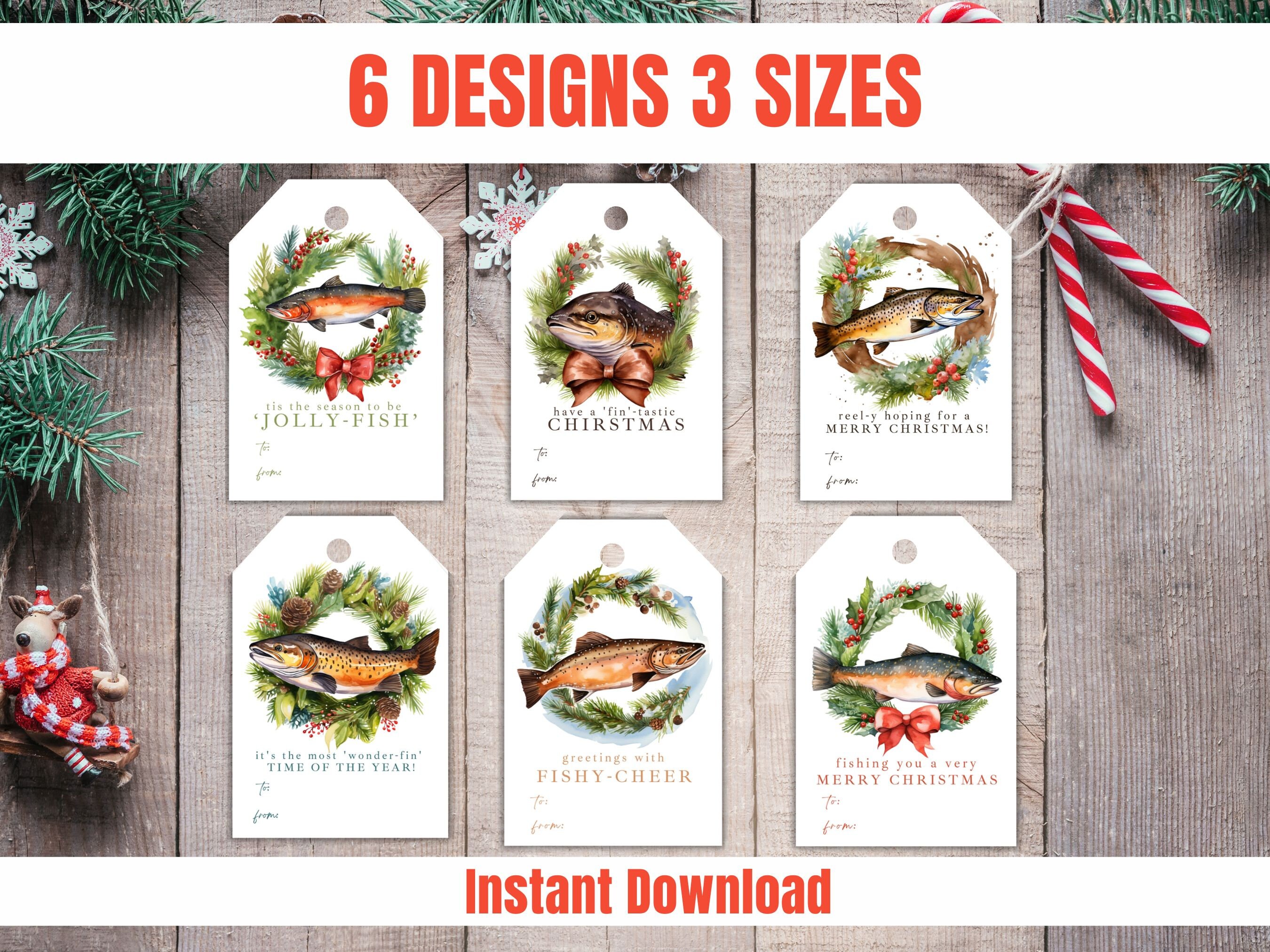 Christmas Gift Tags for Fisherman, Fish Christmas Gift Tags, Fishmas ...