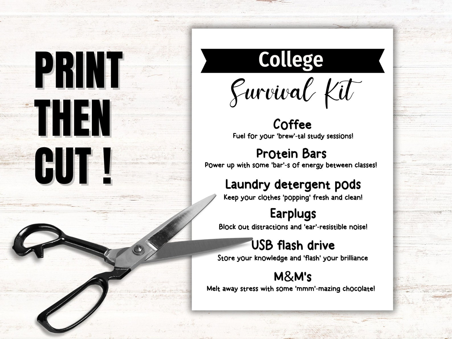 College Survival Kit Gift Printable College Survival Gift College ...